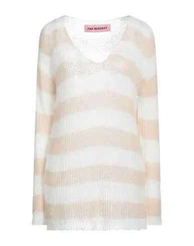 PINK MEMORIES Striped V-neck Knit Sweater - White