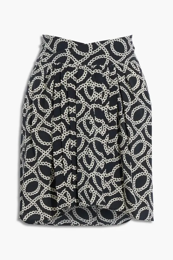 Isabel Marant Pleated Printed Silk-blend Mini Skirt
