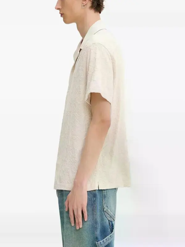 Filling Pieces Floral-embroidered Short-sleeves Shirt