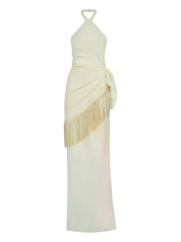 Taller Marmo Meteora Fringe Dress - Neutrals | Editorialist