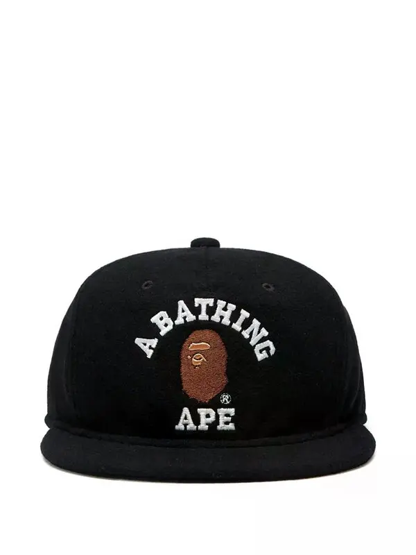 A BATHING APE Wool Cap With Embroidered Logo - Black