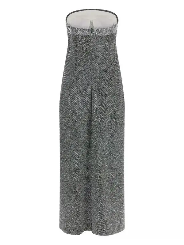 Ermanno Scervino Rhinestone-embellished Herringbone Maxi Dress