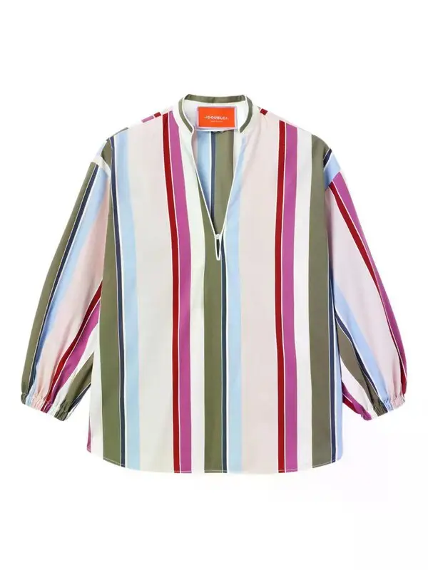 La DoubleJ Jackie Striped Balloon-sleeve Blouse