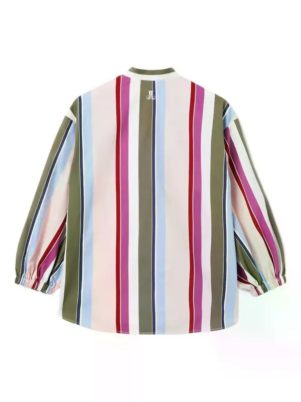 La DoubleJ Jackie Striped Balloon-sleeve Blouse