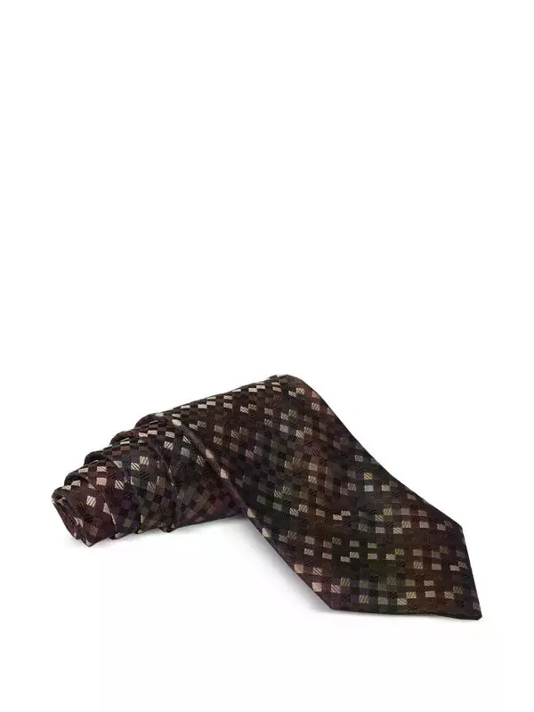 ZILLI Diamond-grid Silk Neck Tie - Brown