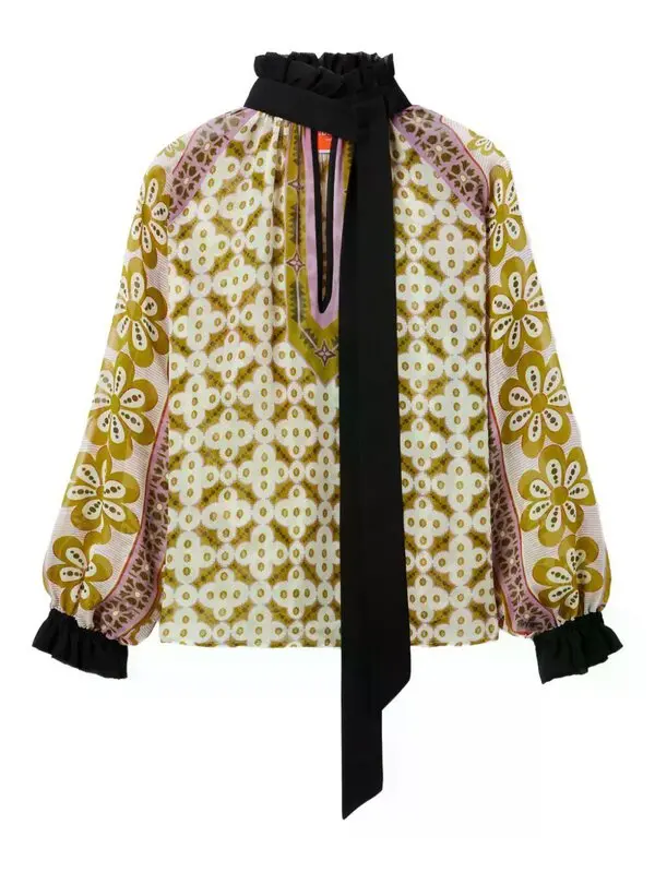 La DoubleJ Cerere Ruffled High-neck Blouse