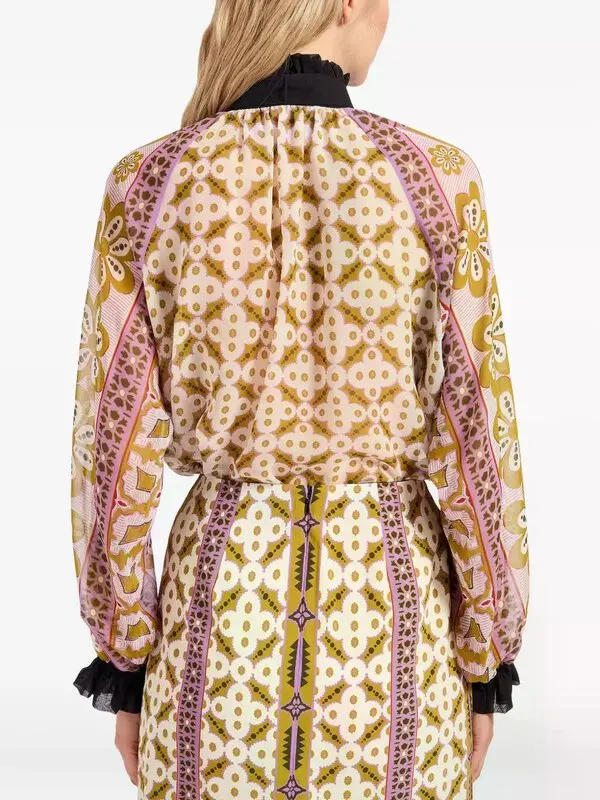 La DoubleJ Cerere Ruffled High-neck Blouse