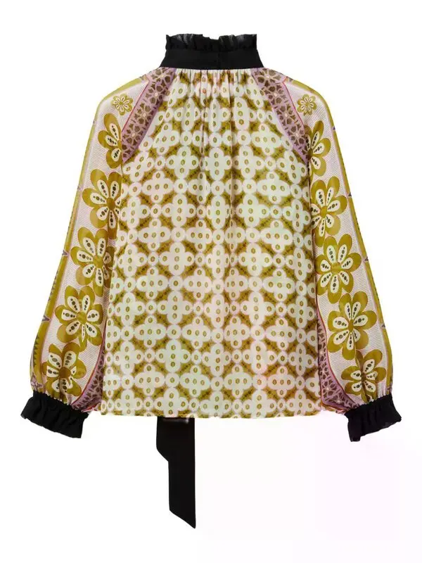 La DoubleJ Cerere Ruffled High-neck Blouse