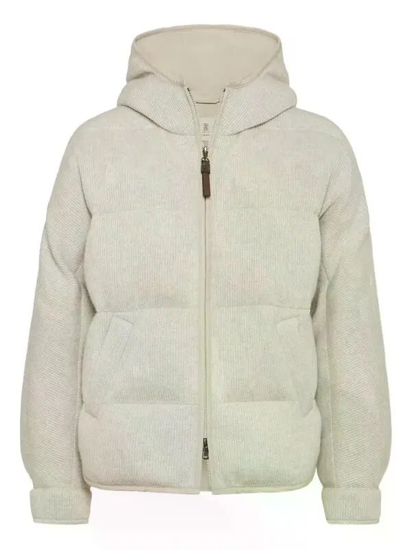 Brunello Cucinelli Hooded Ribbed Puffer Jacket