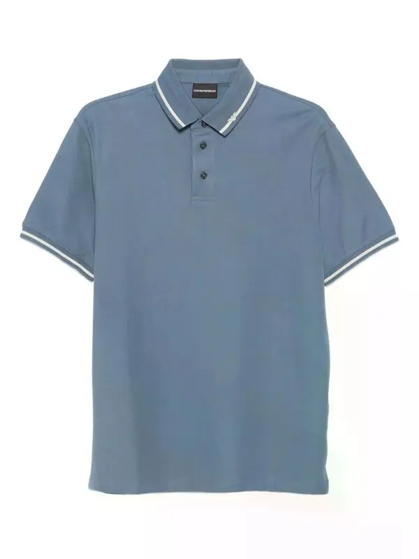 Emporio Armani Tipped-collar Cotton Polo Shirt - Blue