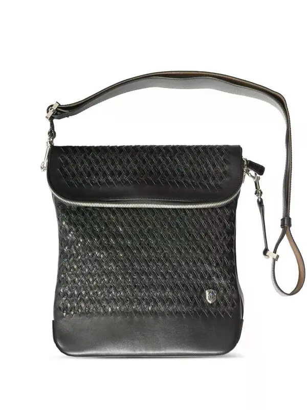 LARDINI Woven Leather Messenger Bag