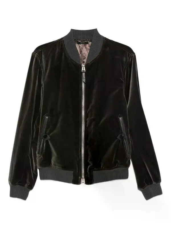 TOM FORD Velvet Zip-front Bomber Jacket - Grey
