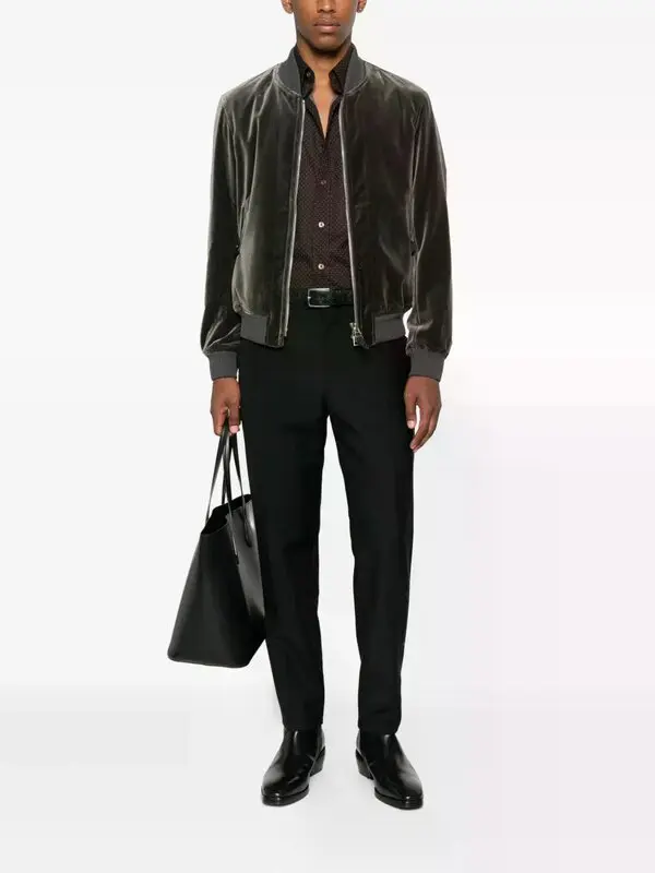 TOM FORD Velvet Zip-front Bomber Jacket - Grey