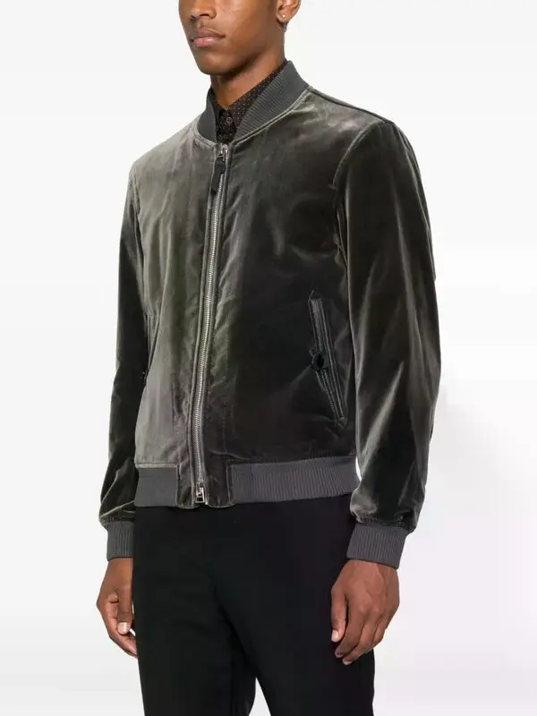 TOM FORD Velvet Zip-front Bomber Jacket - Grey