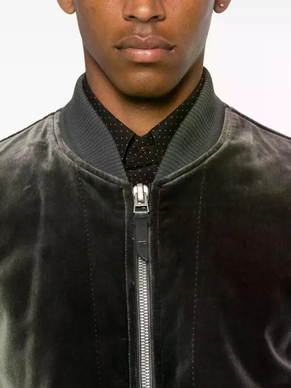 TOM FORD Velvet Zip-front Bomber Jacket - Grey