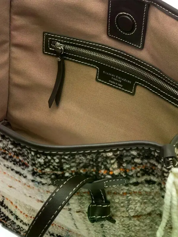 GIANNI CHIARINI Plaid Fringed Tote Bag - Neutrals