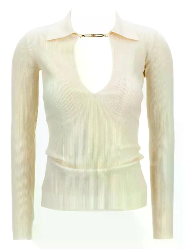 Elisabetta Franchi Chain-detail Ribbed Sweater - Neutrals