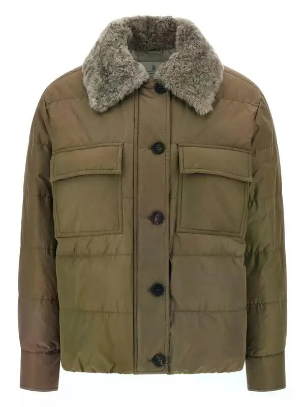 Brunello Cucinelli Quilted Padded Coat With Shearling Collar