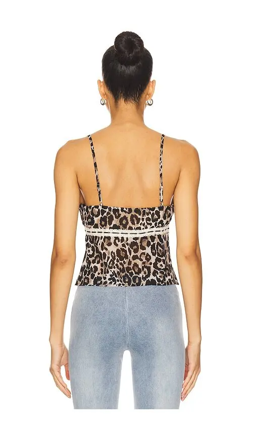 Superdown Leopard Print Camisole With Lace Trim