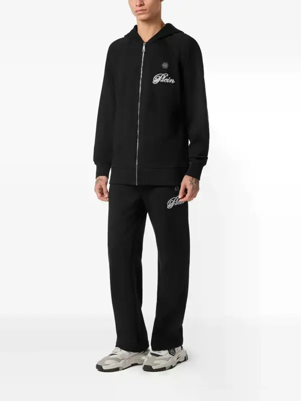 Philipp Plein Zip-up Logo-patch Hoodie - Black