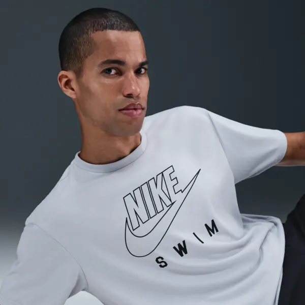 Nike Swim Swoosh Hydroguard Short-sleeve Top - Grey