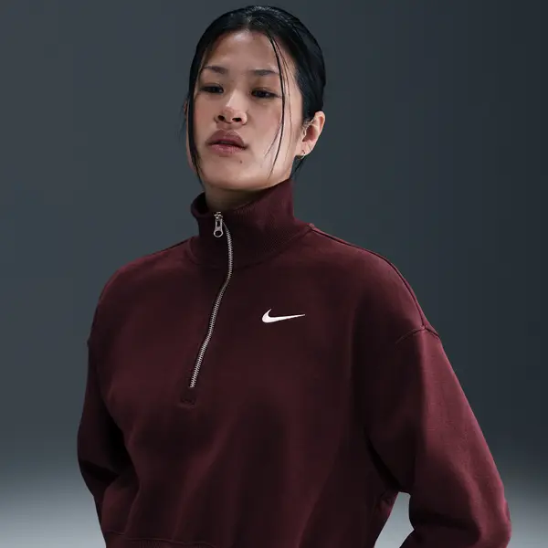 Nike Sportswear Phoenix Fleece 1/4-zip Cropped Sweatshirt - Red