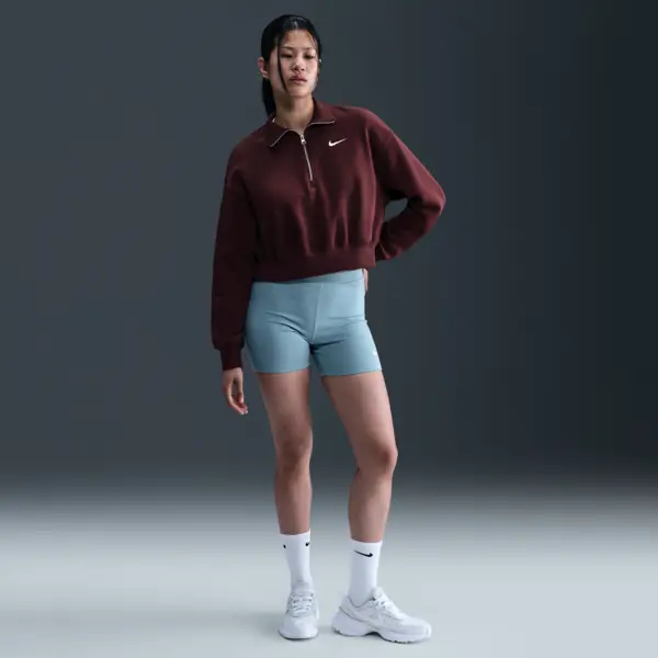 Nike Sportswear Phoenix Fleece 1/4-zip Cropped Sweatshirt - Red