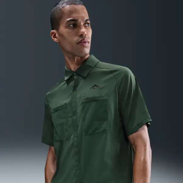 Nike Trail Dri-Fit Uv Running Button-Up Shirt Green Editorialist