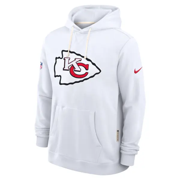 Nike Kansas City Chiefs Initial Home Sideline Dri-fit Nfl Pullover Hoodie - White