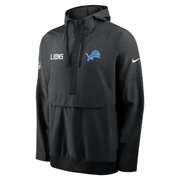 Nike Detroit Lions Alt Option Route Anorak Nfl 1/2-zip Hooded Jacket - Black