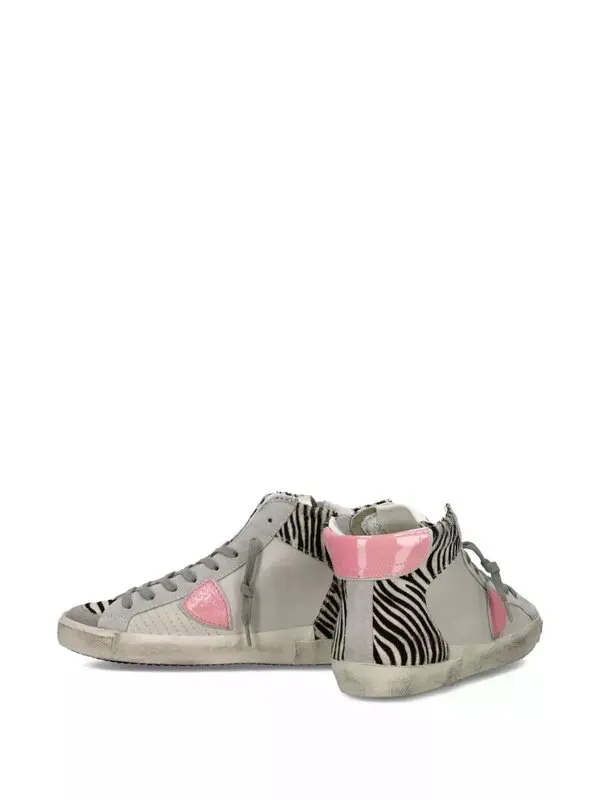 Philippe Model Zebra-print Leather High-top Trainers - Grey