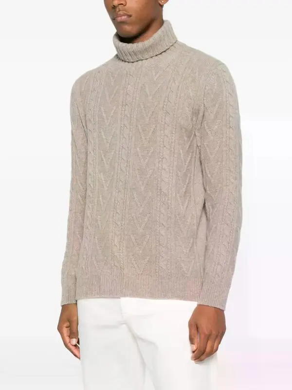Fedeli Cable-knit Turtleneck Sweater - Neutrals