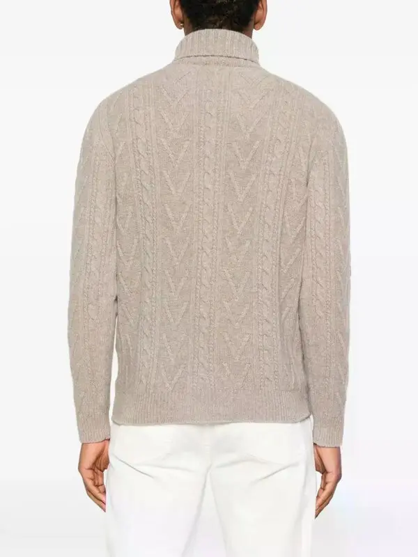 Fedeli Cable-knit Turtleneck Sweater - Neutrals