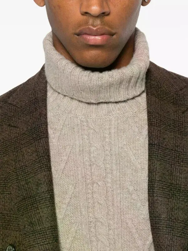 Fedeli Cable-knit Turtleneck Sweater - Neutrals