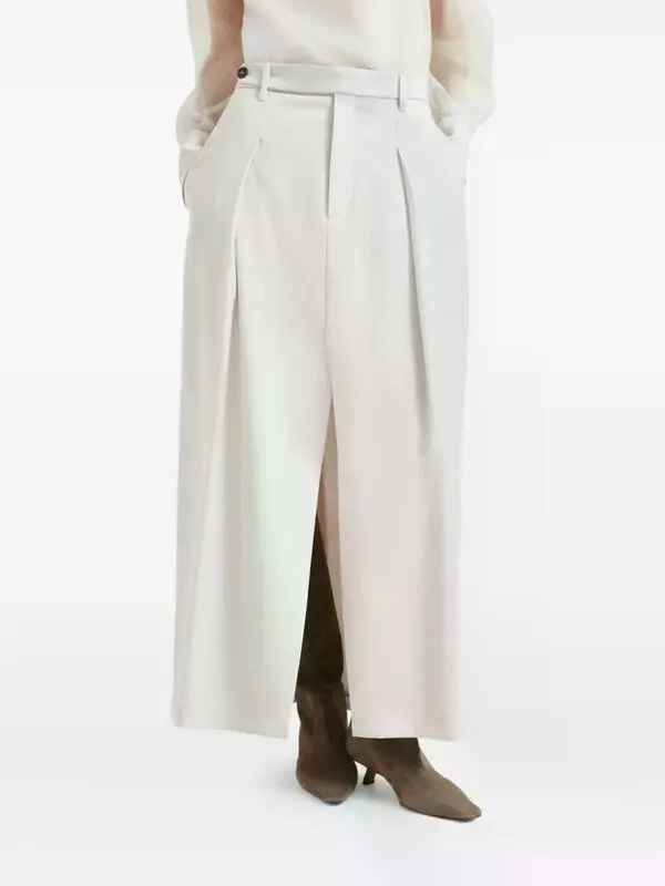 Brunello Cucinelli Pleated Front-split Maxi Skirt - White