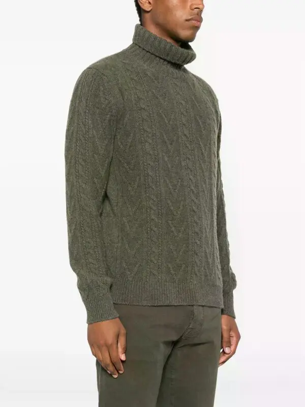 Fedeli Cable-knit Turtleneck Sweater - Green