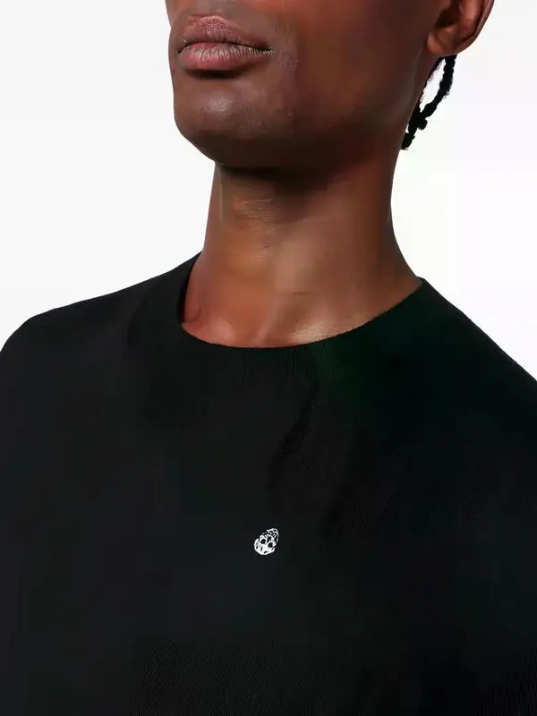 Alexander McQueen Skull Embellished Crew Neck Sweater - Black