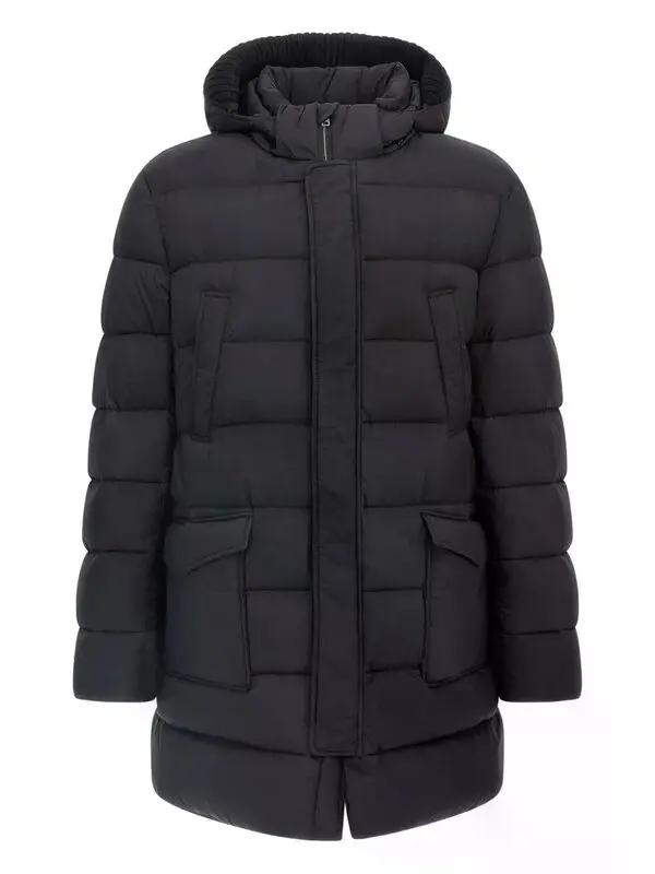 Herno Quilted Hooded Parka Coat - Black