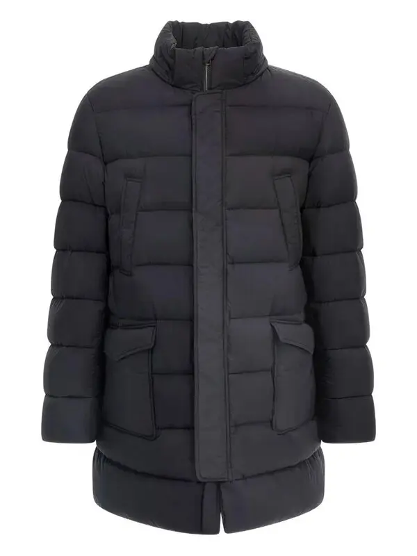 Herno Quilted Hooded Parka Coat - Black