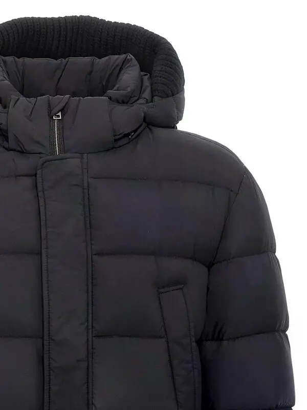 Herno Quilted Hooded Parka Coat - Black