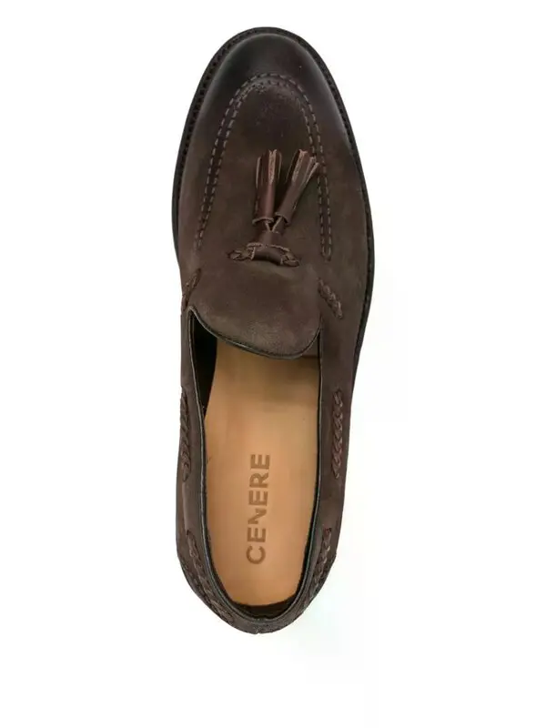 CENERE GB Suede Leather Tassel Loafers
