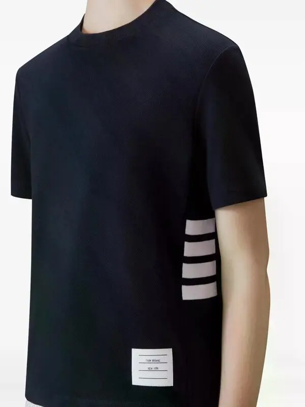 Thom Browne Crew-neck T-shirt With Stripe Detail - Blue