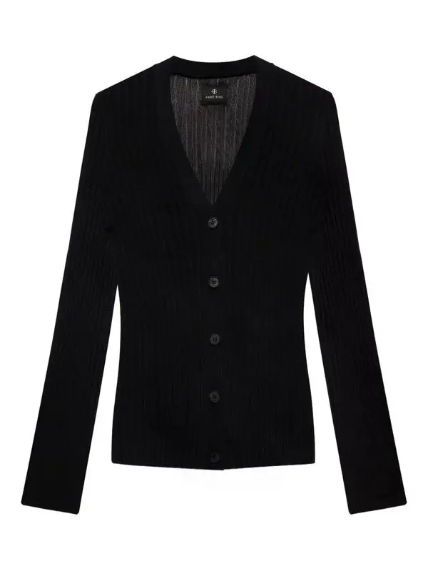 ANINE BING Matheo Ribbed Buttoned Cardigan