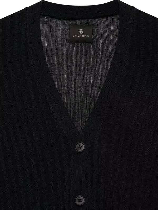 ANINE BING Matheo Ribbed Buttoned Cardigan