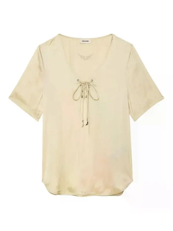 Zadig&Voltaire Terzo Lace-up Short-sleeved Top - Neutrals