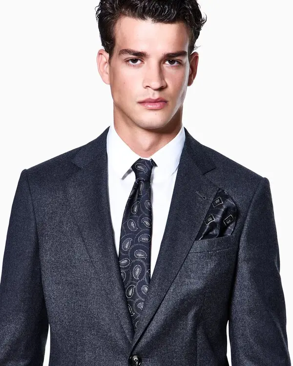 Giorgio Armani Geometric Silk Jacquard Pocket Square