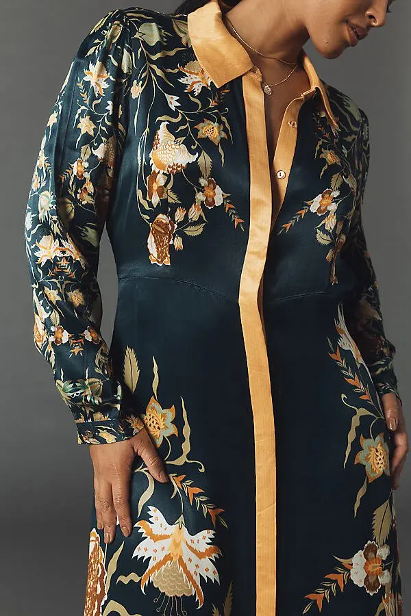 BL-NK Printed Buttondown Shirt Dress - Navy