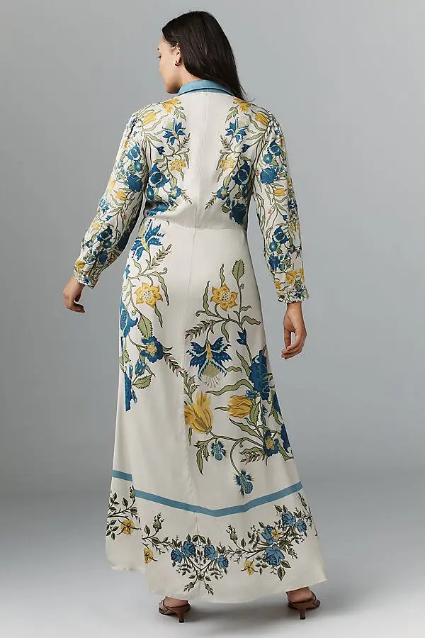 Anthropologie Bl-nk Printed Buttondown Maxi Shirtdress - Neutral