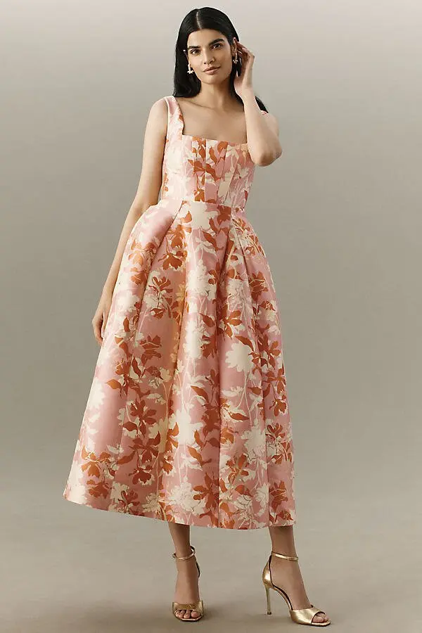 slim fit dress slacks Amarra 89297 Floral Fit & Flare Prom Dress Cut Outs Slit Ruffle
