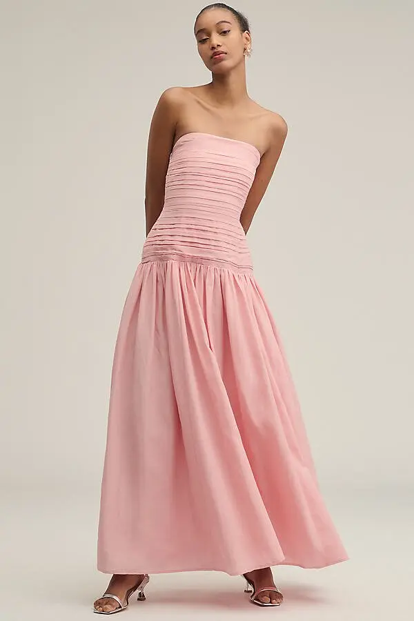 sachin and babi light blue dress Lovaan Nancy Strapless Linen-Silk Maxi Dress In Pink - 41% Off